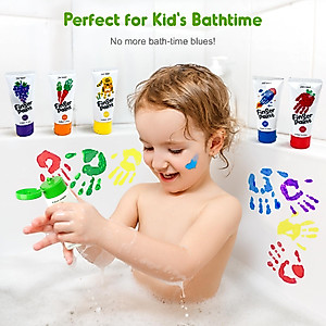 Jar Melo Washable Finger Paints for Toddlers, 12 Colors Large Capacity (2.1fl oz), Non Toxic Baby Paint for Hand and Feet, Safe Art Supplies, Preschool Learning Gifts for Kids Age 2+