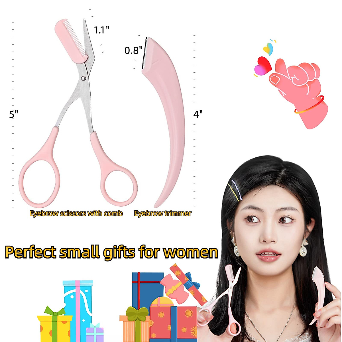 Eyebrow Trimmer Set 6PCS Eyebrow Scissors with Comb Stainless Steel Eyebrow Razor Eyebrow Eyelash Hair Removal Accessories for Women Men