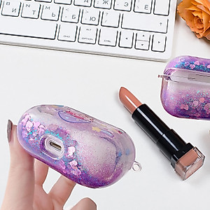 Ptnerbeh Cute AirPod Pro 2nd 1st Case for Women,Kawaii Japan Cartoon Anime Design Clear Glitter Liquid Quciksand Hard Shell Protective Case for Apple AirPods Pro 2nd/1st Generation Case