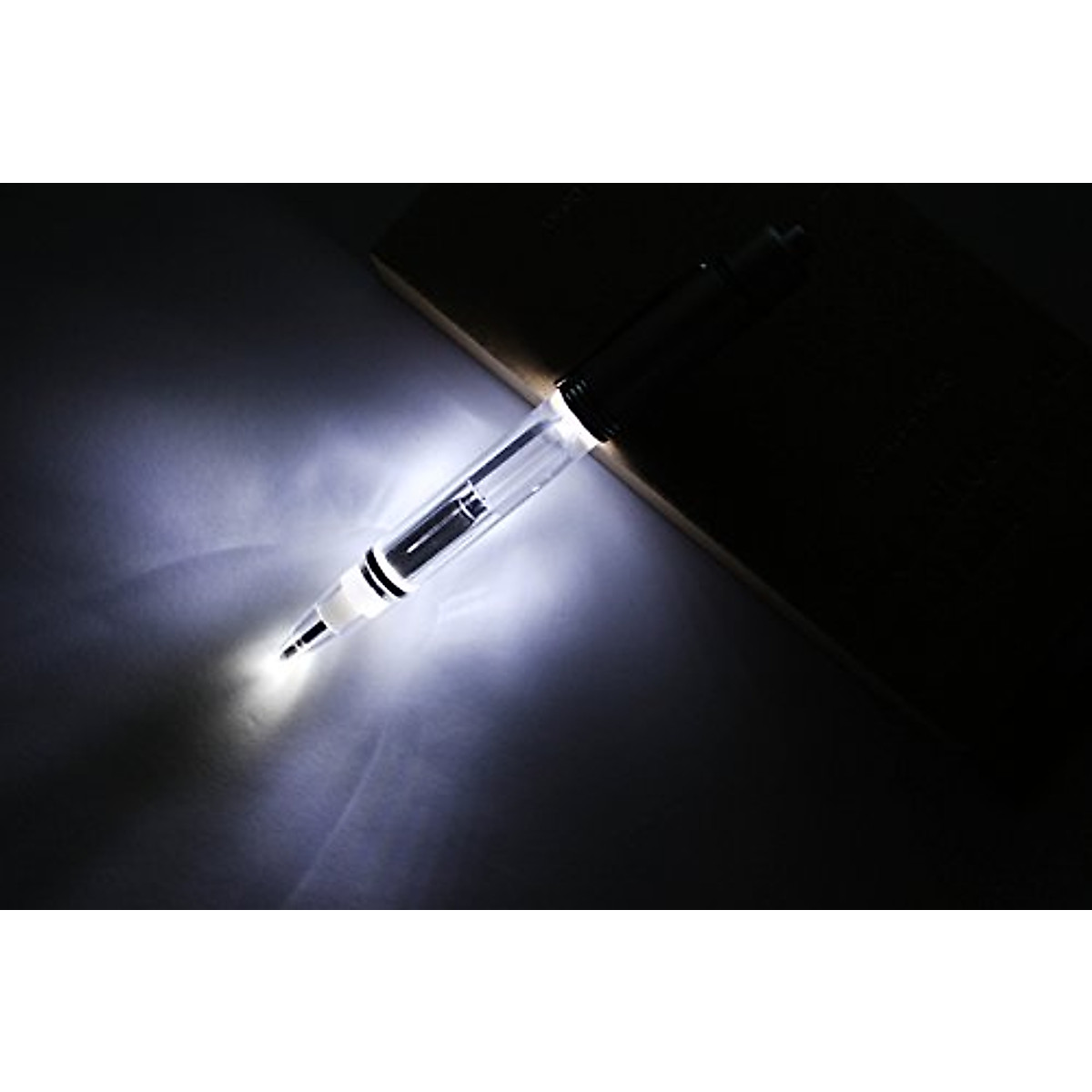 4PCS PACK LED Light up Ballpoint Pen 2 in 1 LED Pen light - Glowing ballpoint pen Lighting in the Dark for Writting&Reading (4PCS, WHITE/RED/BLUE/GREEN)