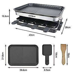Indoor Grill Smokeless Korean BBQ Grill 2 IN 1 Griddle Electric Grill Raclette Table Grill Kitchen Appliances with 8 Mini Grill Cheese Pans Christmas Gift Removable Non-Stick Temperature Control,1500W