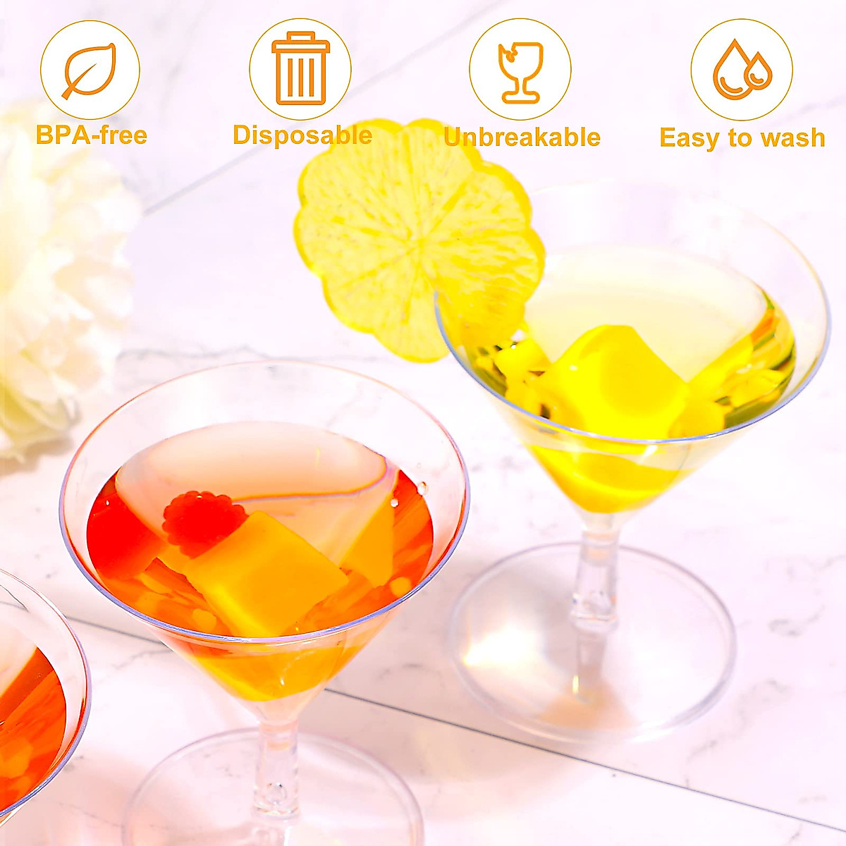 Boao Clear Plastic Martini Glasses 2oz Disposable Cocktail Glasses Mini Dessert Cups Shooter Shot Glasses for Parties Wedding Events, Cocktails Parties (150 Pieces)