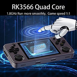 RG353M Handheld Game Console Built-in 64G Card 4452 Games, Aluminum Alloy Shell and 3.5 inch IPS Multi-Touch Screen,Dual OS Android 11 and Linux Support 5G WiFi 4.2 Bluetooth Streaming and HDMI