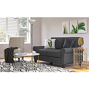 Amazon Brand – Rivet Geometric Modern Glass and Metal Side End Table Stand, 15.6" W, Gold Finish