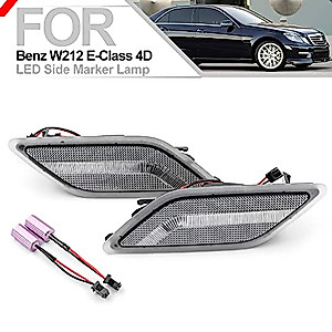 nsautolighting LED White Side Marker Lights Side Indicator Lamps for 2010-2013 Be'nz W212 E-Class 4D Sedan Wagons Clear Lens White LED Front Bumper Side Marker Light Replace OEM Sidemarker Lamps
