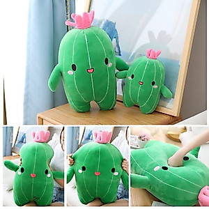 NatureMan Cactus Stuffed Plant Plush Toy with Smile Face Super Cute Soft Cactus Plush Pillow Creative Plush Plant Cactus Decoration Great Birthday Gift for Kids Girls Boys (Small)
