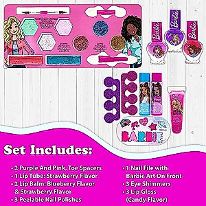 Barbie Movie Kids Makeup Kit for Girls, Real Washable Toy Makeup Set, Barbie Gift, Play Makeup and Pretend Play Toys Ages 3 4 5 6 7 8 9 10 11 12