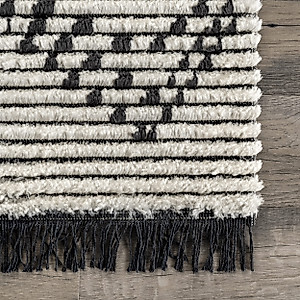 nuLOOM Jaycee Abstract Soft Shaggy Textured Fringe Area Rug, 4x6, Beige