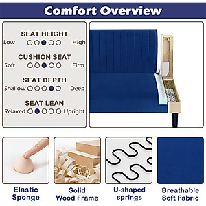 STHOUYN Mini Small Comfy Couch Armless Loveseat Sofa for Bedroom with USB Port, Velvet Small Couches for Small Spaces Living Room, Apartment Office Dorm (Navy Blue)