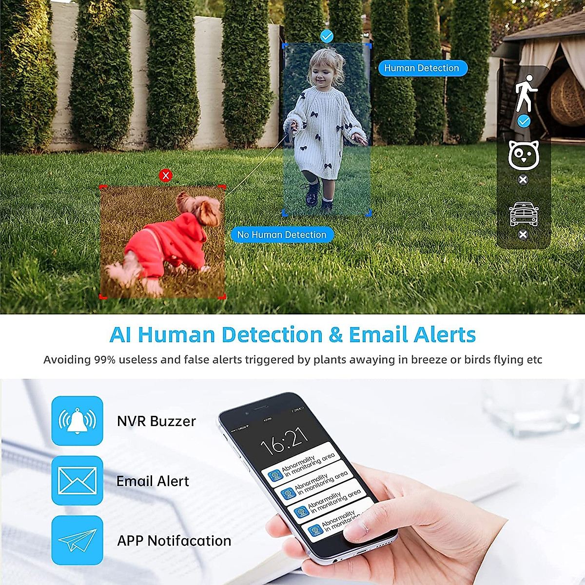 JOOAN 3MP Wireless Security Camera System, 8 Channel Waterproof Security Camera System, 4PCS Night Vision Security Cameras Wireless Outdoor with 1TB HDD, AI Human Detection, Audio Record, Motion Alert