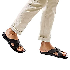 Jerusalem Sandals Jesse - Leather Woven Strap Sandal - Black