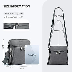 Roulens Crossbody Bag for Women,Lightweight Medium Crossbody Purse Soft Leather Women's Shoulder Handbags with Tassel