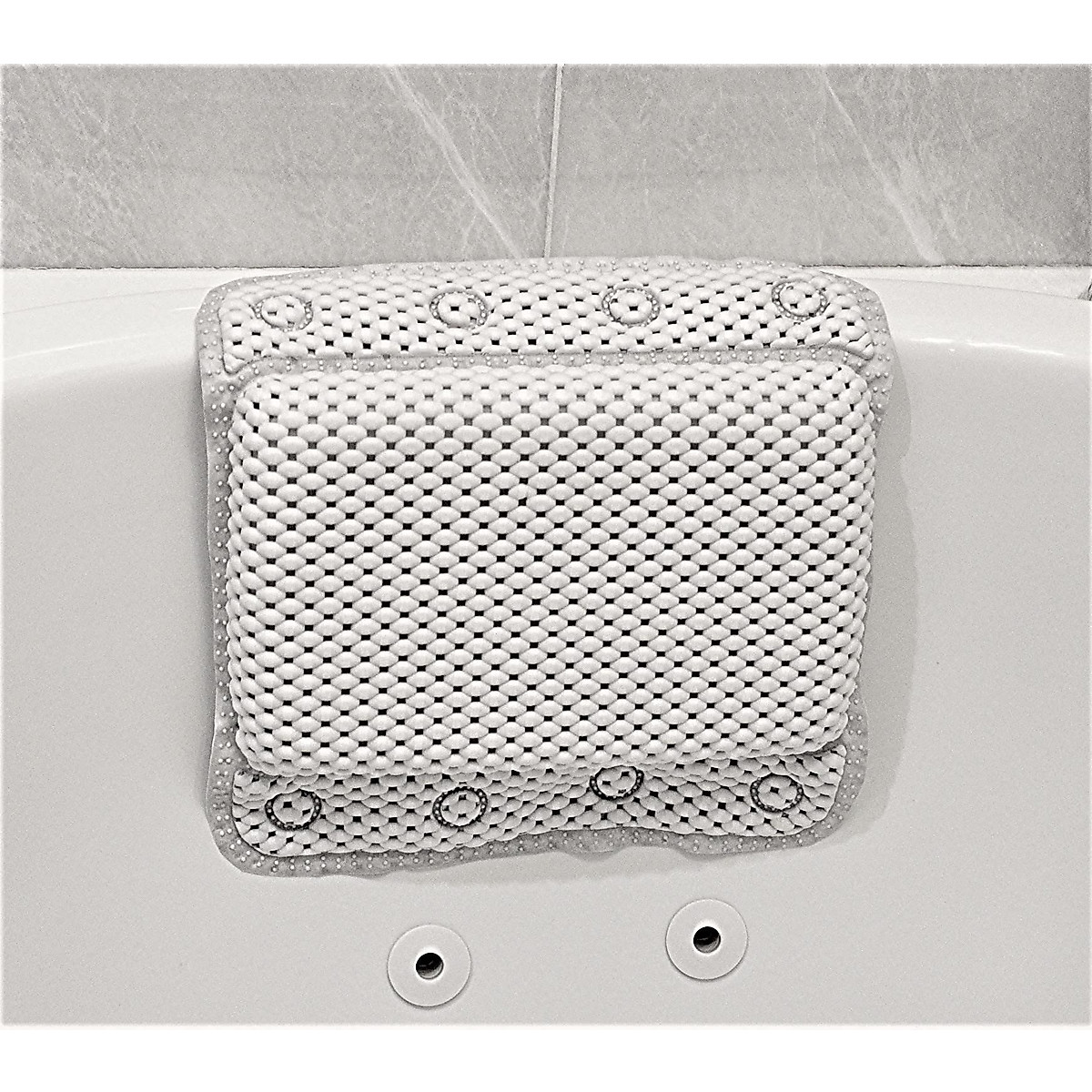 Luxurious Memory Foam Spa Bath Pillow for Tub Neck and Back Support - 8 Suction Cups, Non-Slip Design, Soft Cushion for Relaxing Soaks, by Dependable Industries