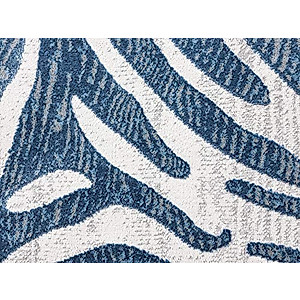 Abani Nova Collection Modern Blue & Grey Zebra Print 7'9" Xx 10'2" Area Rug Rugs Contemporary Style Animal Pattern Rug