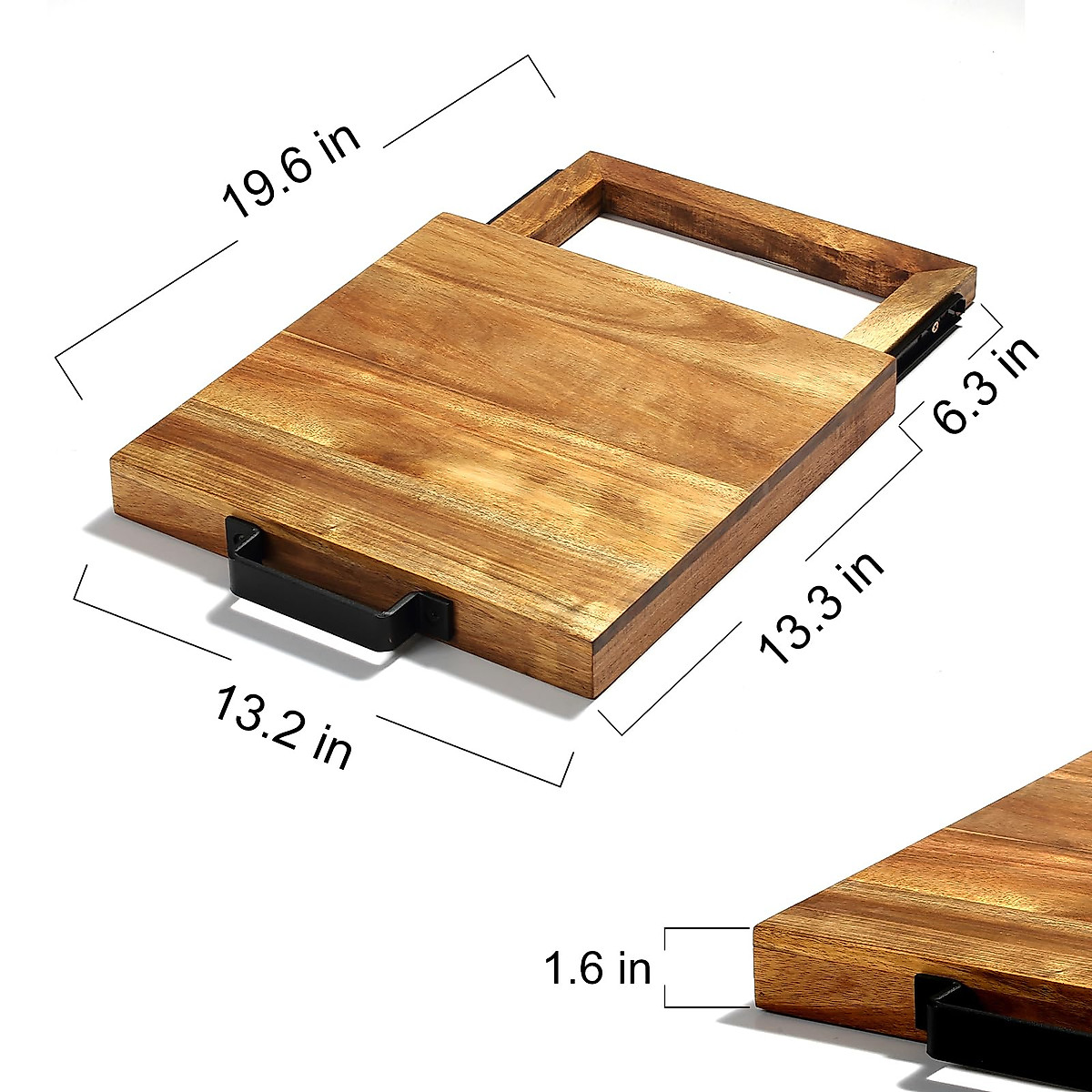 EVERBBKING Natural Acacia Sliding Tray for Coffee Machine Kitchen Appliance slider Moving Caddy, appliance slider,appliance rolling stand air fryer rolling tray