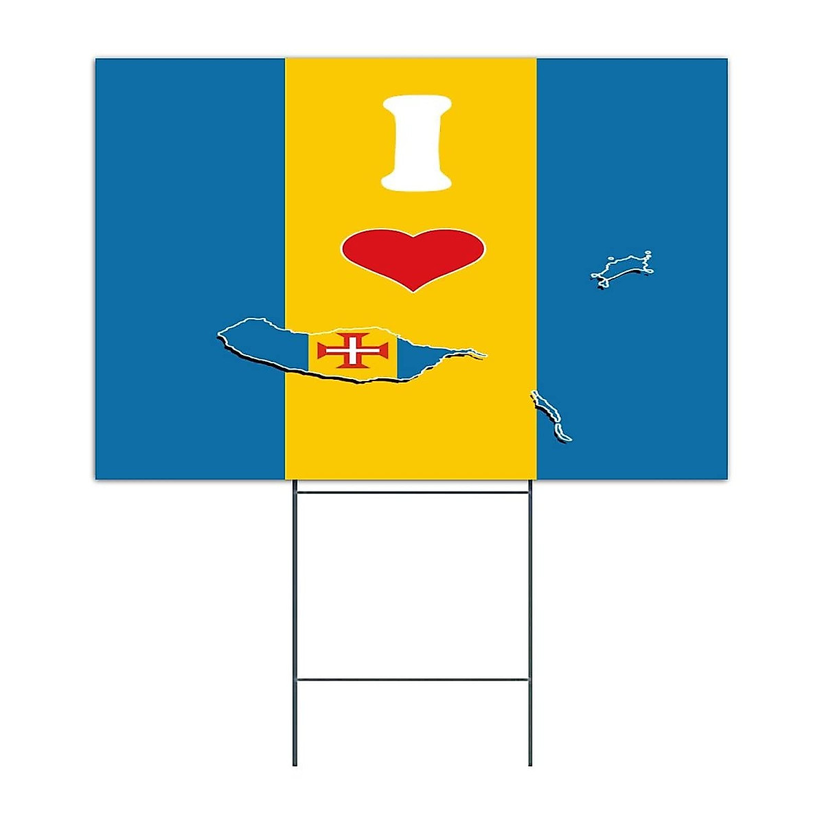 Autravelco I Love My Country Madeira Yard Signs with Stakes Party Supplies Décor for Rent 12x18 Inch Personalized Yard Lawn Sign Country Flag Patriotic Metal Lawn Sign for Real Estate House