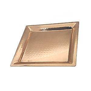 REPLICARTZUS Large Copper Plated Serving Trays Set of 2 12x12 9x9 Inch Platters - Appetizer Tray - Chrome Platters Pack of 2