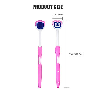 4PCS Tongue Scraper, Tongue Brush, Tongue Cleaner Helps Fight Bad Breath, Professional Tongue Brush for Freshing Breath (Green +Blue+Green+Pink)