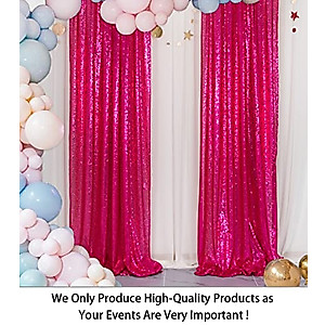 Sequin Curtains 2 Panels Fuchsia 2FTx8FT Sequin Photo Backdrop Hot Pink Sequin Backdrop Curtain Pack of 2-1011E