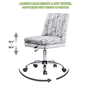 Geniqua Fabric Office Chair Adjustable Height Casters Computer Task Chair Swivel Home Office, Marble