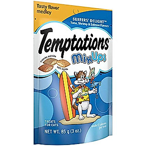 Temptations Cat Treats Mix-Ups Snack Treats Variety Bundle 4 Pack (Catnip,Turkey,Backyard Cookout & Surfer Treat Flavors)