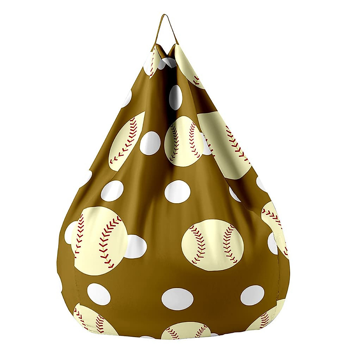 Lukery 3D Baseball Stuffed Animal Storage Bean Bag Chair Cover for Kids and Adults, Stuffable Beanbag (No Filler) Living Room Washable Bean Bag Lazy Sofa (L/35.4x43.3'',Curry Color)