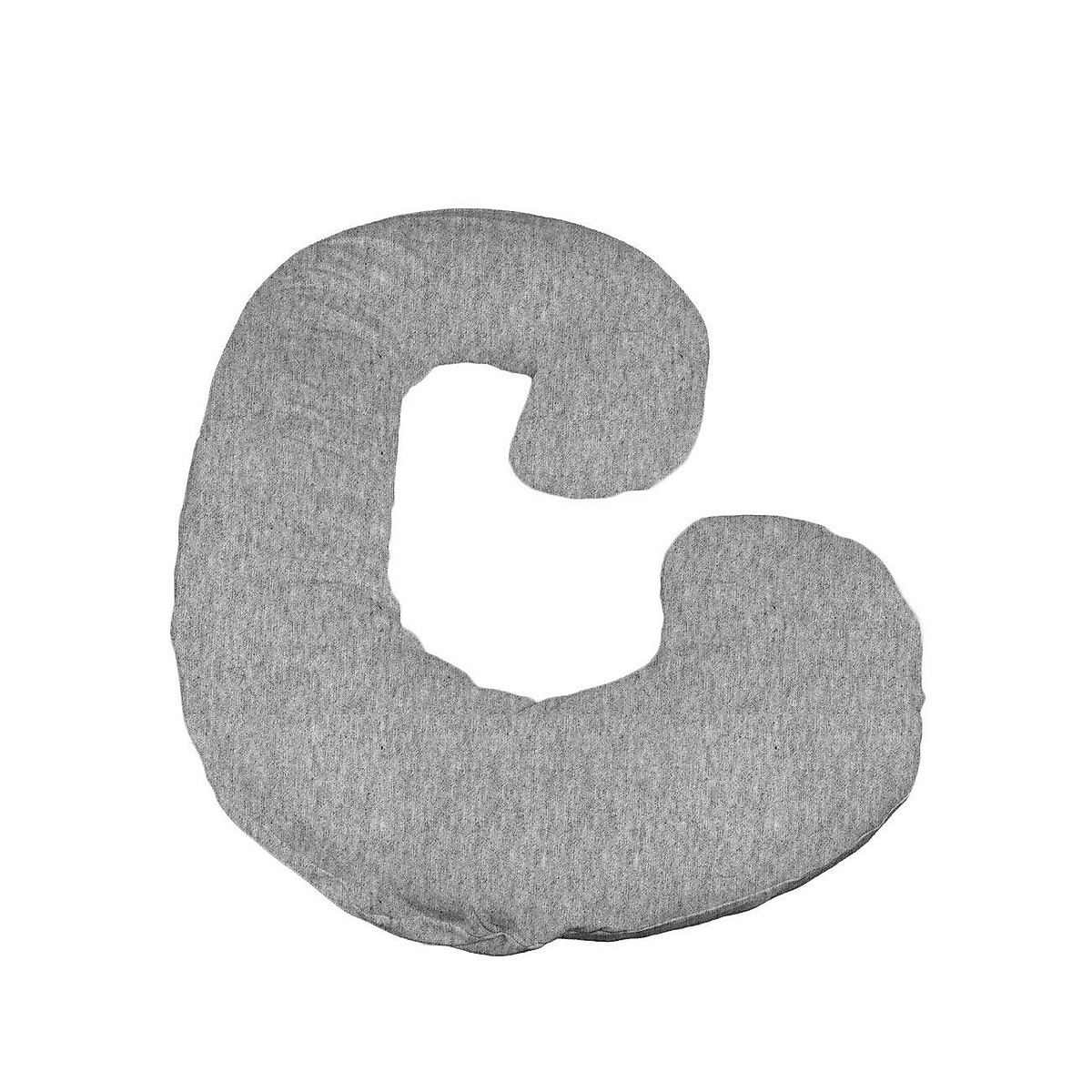 Betty Dain Stretch Jersey Pregnancy/Maternity Pillowcase C-Shape Compatible, 100% Cotton Stretch Jersey, Dual Zippers and Stretch Fabric, Machine Washable, 60" x 25" inches, Gray