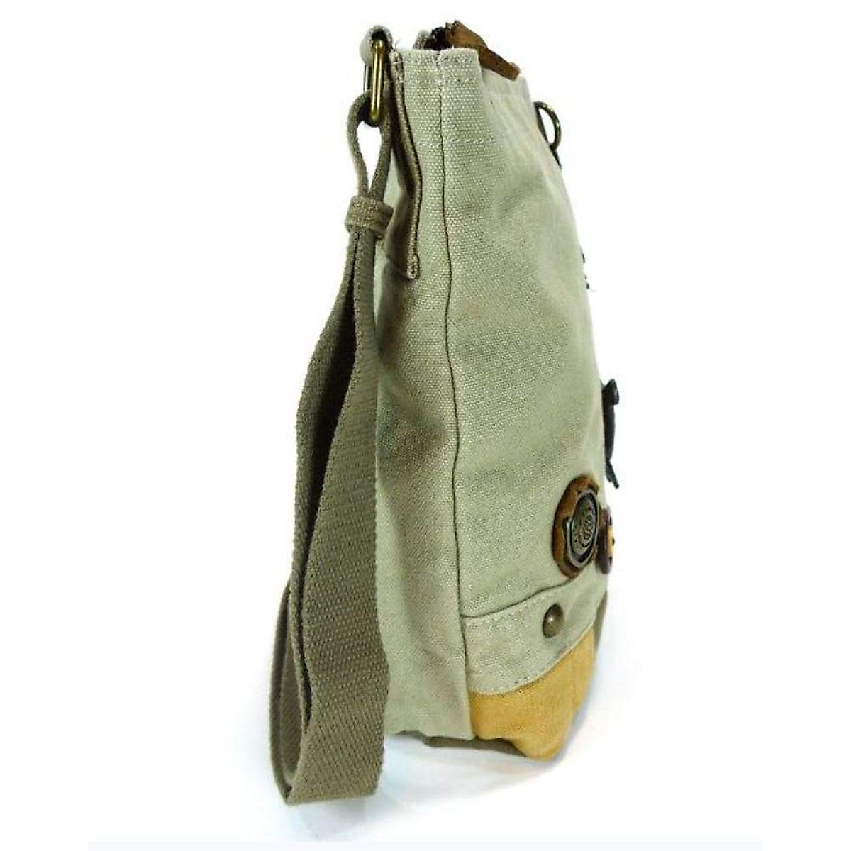 Chala Patch Crossbody GREY ELEPHANT Bag Canvas Messenger Sand Beige Coin Purse