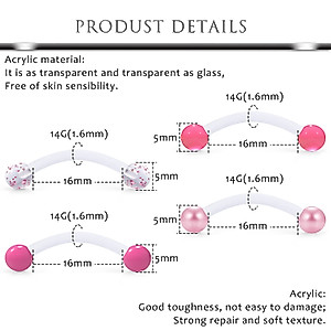 Hoeudjo 24PCS 14G Glow in The Dark Big Snake Eyes Tongue Rings Plastic Curved Barbell Nipplerings Nipple Rings Body Piercing Jewelry for Women Men 16mm (5/8 inch)