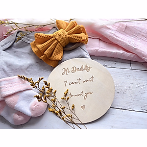 Wooden Pregnancy Announcement cards for Husband, Dad, Grandparent, Hospital- It's a Girl, It's a Boy & Hello World Newborn Signs Set of 7.