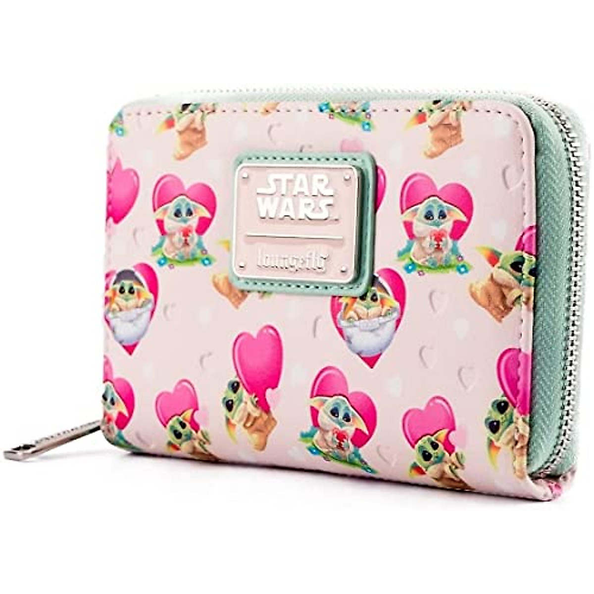 Loungefly Star Wars Manalorian Grogu Valentines Zip-Around Wallet Star Wars One Size