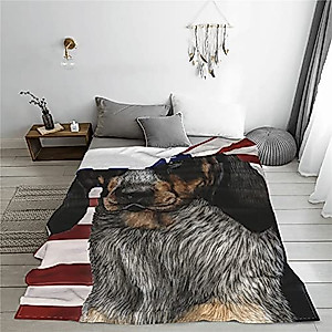 Bluetick Coonhound Dog Gift American Flag Patriotic 4th Full Fleece Throw Cloak Wearable Blanket Flannel Fluffy Comforter Quilt Nursery Bedroom Bedding King Size Plush Soft Cozy
