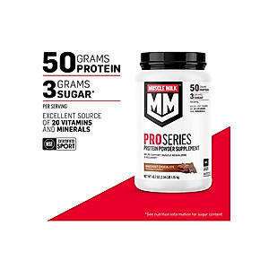 Muscle Milk Pro Series Protein Powder Supplement, Knockout Chocolate (40.7 oz.). 50g Protein, 3g Sugar, 20 Vitamins & Minerals. Workout Recovery