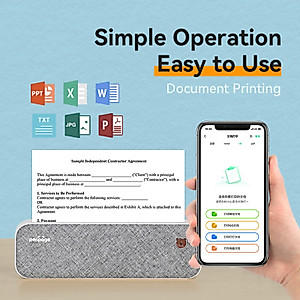 Buyounger Portable Printer, A4 Wireless Bluetooth Travel Printer, Portable Thermal Printer Compatible with Android and iOS, Mobile Printer Supports 2''/3''/4'' Papers Width
