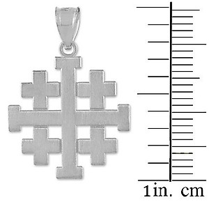 Religious Jewelry Matte Finish 925 Sterling Silver Crusaders Jerusalem Cross Pendant