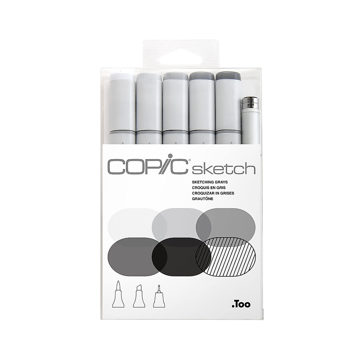 Copic Sketch Alcohol Marker 5 Colors + Multiliner SP Set, Sketching Grays