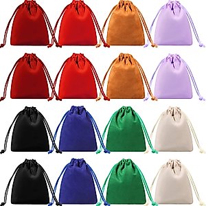 16 Pieces Mini Dice Bags Velvet Drawstring Bag 4.1 x 3.3 Inch Dice Drawstring Pouches Velour Storage Pouches for Dice, Jewelry, 8 Colors