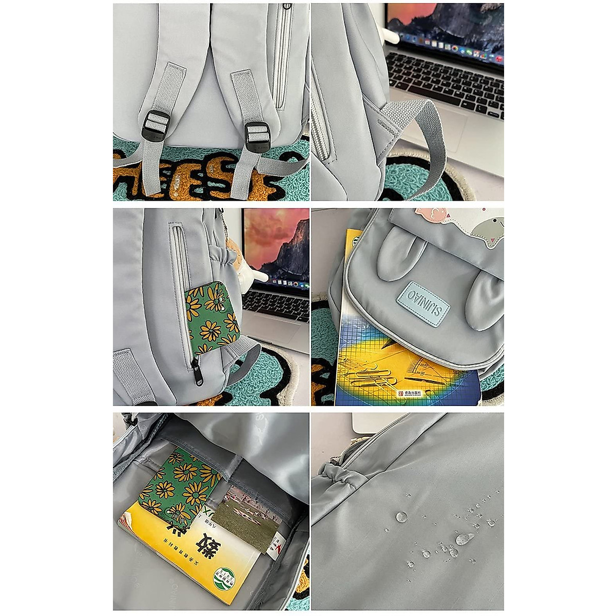 Kawaii Backpack Japanese Cute Cat School Backpack with Plushies Aesthetic Backpack for Teen Girls Back to School Supplies (Pink)