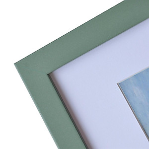 Muzilife 11x14 Wood Picture Frame Flat Display Pictures 8x10 with Mat or 11x14 Without Mat for Wall, 1pc, Green