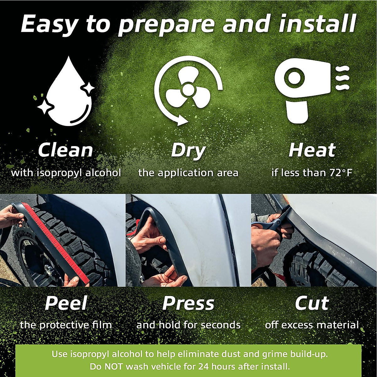 EZ Flares - Universal Offroad Flexible Foam Rubber Fender Flares 1-inch Extension