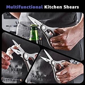 Slege 15pcs Kitchen Knife Set with Built-in Sharpener, One-Piece Design, Stainless Steel Kitchen Knives - Frosted Silver