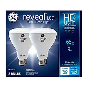 GE Lighting 30691 Reveal HD+ LED Light Bulbs, 700 Lumens, 9-Watts, 2-Pk. - Quantity 1 (n/a)