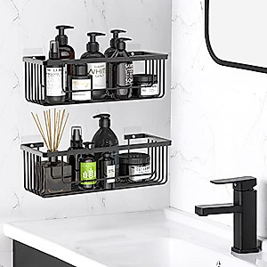Scnvo Shower Caddy Organizer Storage Rack, Adhesive Rustproof Shower Basket Wall Mount Bathroom Inside Shower Wall Shelf for Bathroom Kitchen