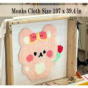 197in Large Primary Tufting Cloth with Marked Lines, Monks Cloth Punch Needle Fabric for Tufting Gun Rug Punch