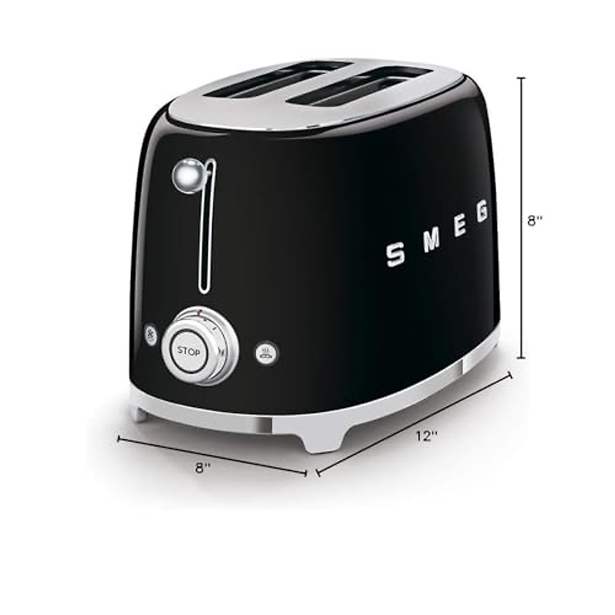 SMEG 2 Slice Toaster with Sandwich Racks, Black