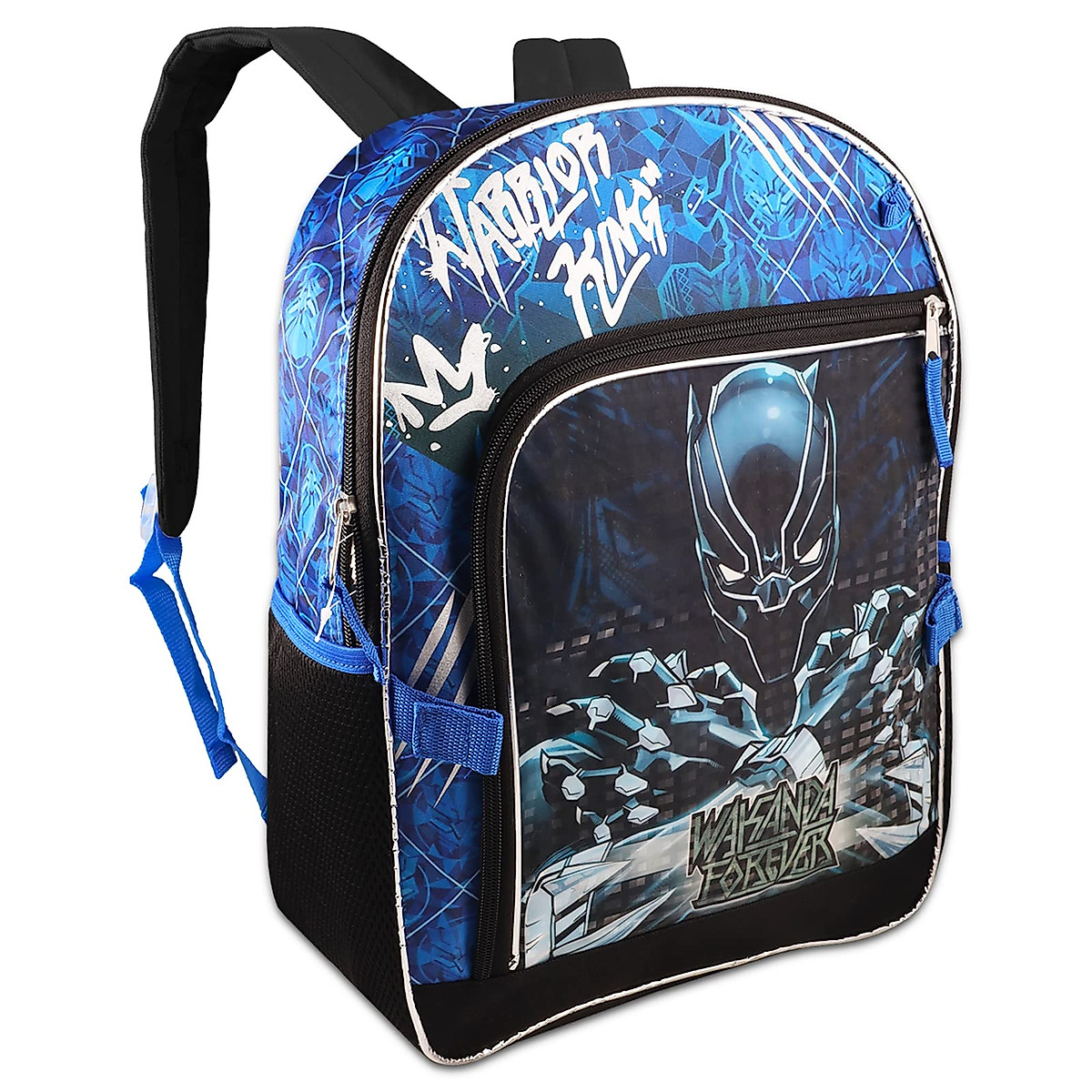Fast Forward Black Panther Backpack and Lunch Box Set - Bundle with 16" Black Panther Backpack, Lunch Box, Keychain, Stickers, More | Avengers Backpack for Boys 4-6