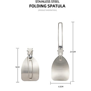 ARFUKA Spatula Metal Folding Spatula Food Turner Spatula Stainless Steel Outdoor Cooking Accessories Picnic Equipment for Hiking Picnic and Camping