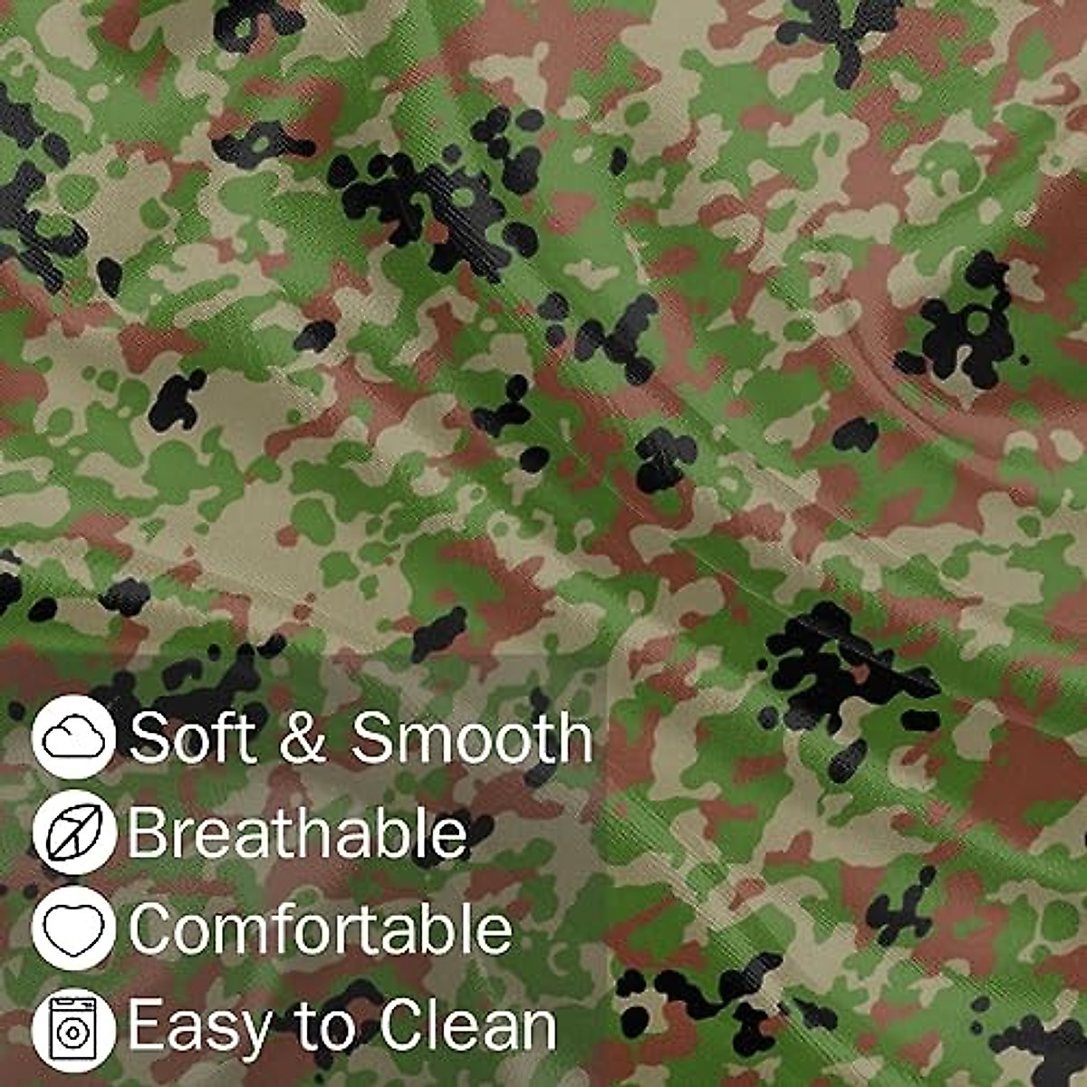 Camo Forest Body Pillow Covers Decorative Soft Bedding Satin Pillowcase with Zipper Closure Cooling Breathable Long Pillow Case-21"x 54"