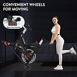 Exercise Bike, Magnetic Stationary Bike for Indoor Cycling (Upgraded Version), Cycle Bike w/ 360° Rotate Ipad Holder for Home Gym, Silent Belt Drive Indoor Bike w/ Comfortable Seat Cushion, 350 lbs Weight Capacity