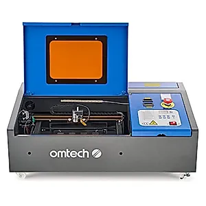 OMTech 40W Laser Engraver, 8"x12" Desktop K40 Laser Engraving Machine, 200x300 Laser Etching Machine with Red Dot Pointer LCD Panel Software Bundle Water Pump Exhaust Pipe for Wood Acrylic Fabric More